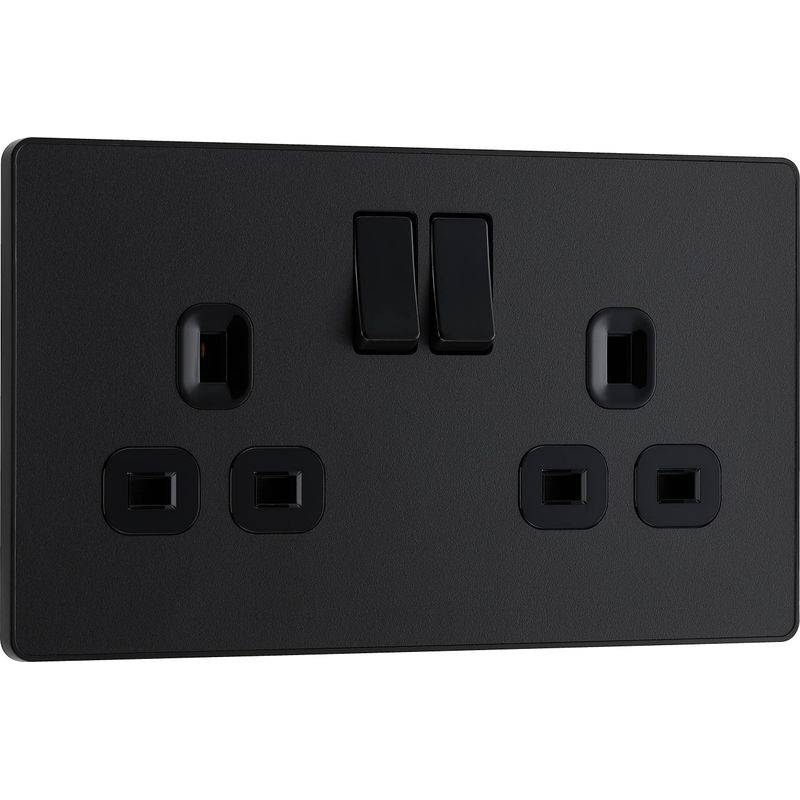 BG Electrical Double Switched Power Plug Wall Socket, Screwless, Evolve ...