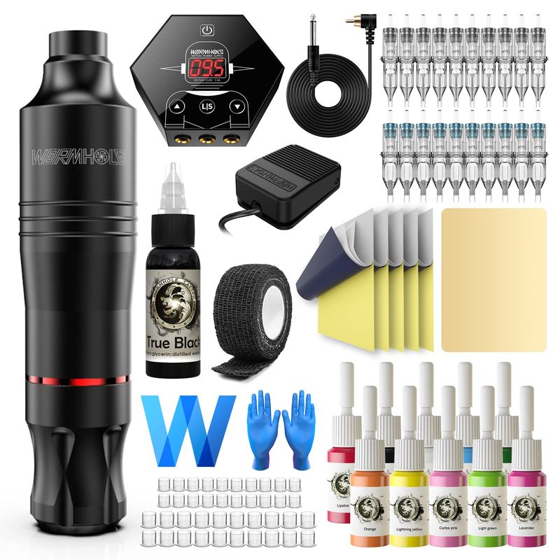 Tattoo Kit, Wormhole Tattoo Pen Kit Complete Tattoo Kit Rotary Tattoo ...
