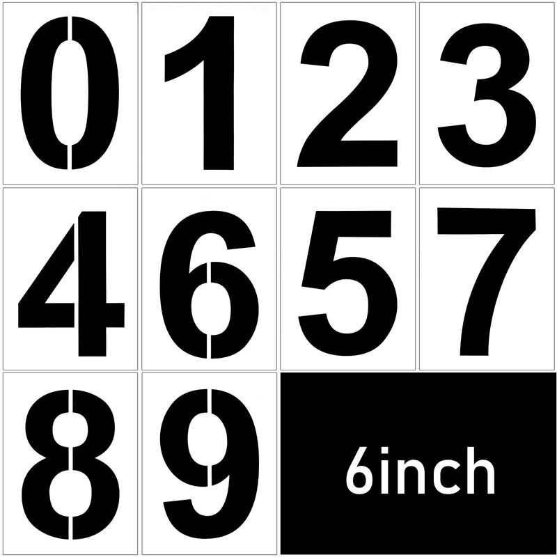 Qianyu 6 Inch Large Number Stencils Set Plastic 0-9 Address Number ...