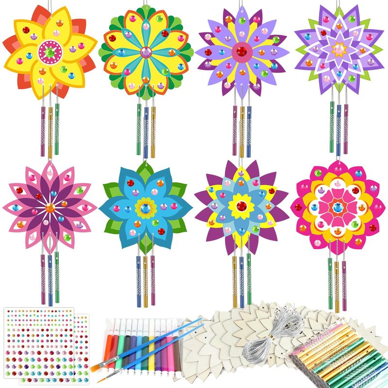gisgfim 16 Pack Lotus Flower Wind Chime Crafts Kits for Kids Make Your ...