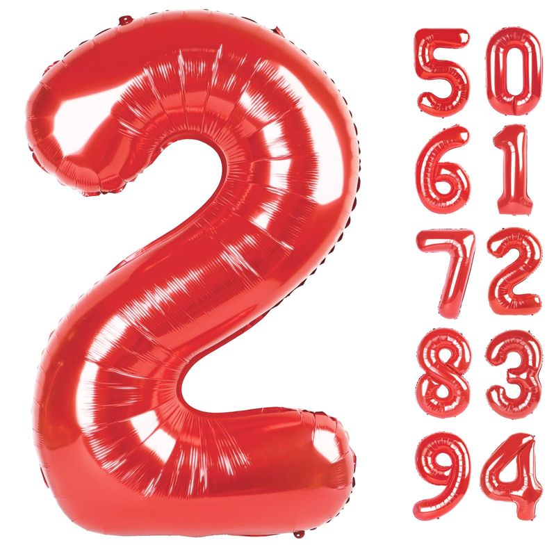 Red 2 Balloon, Number Balloon 40 Inch, Two Balloon Number Birthday ...
