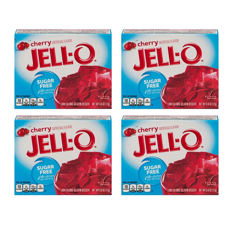 Jell-O Cherry Flavor Sugar Free Gelatin 0.6 oz (4 Pack) - Online ...