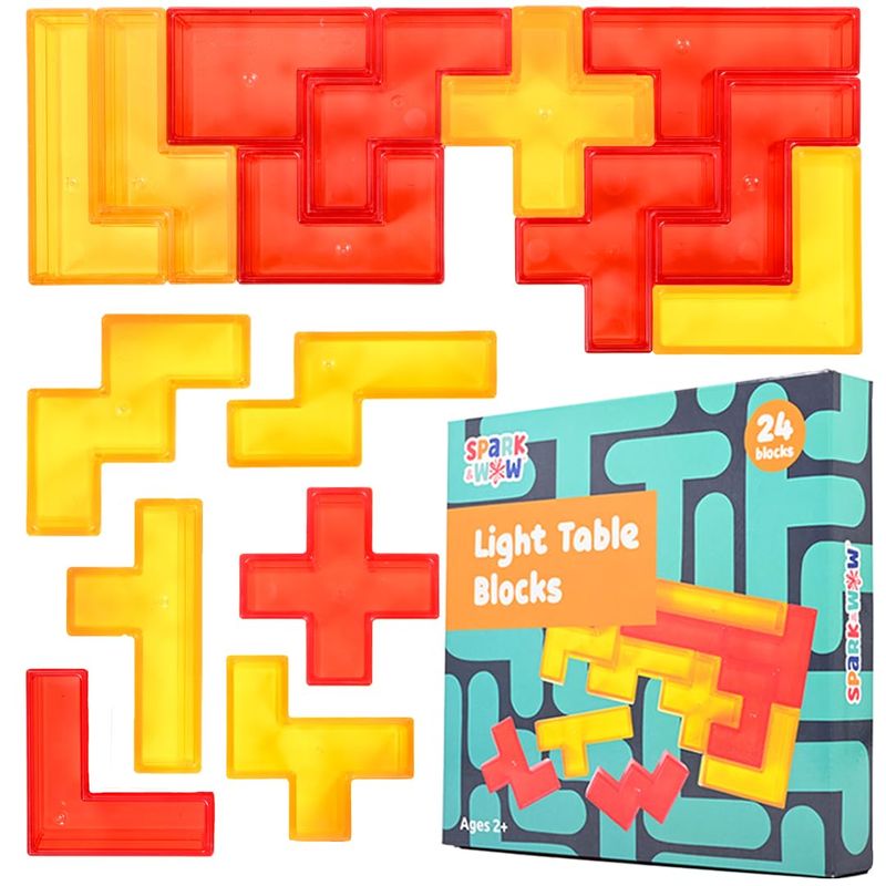 SPARK & WOW Light Table Blocks, 12 Shapes and Two Colors, Toddler ...