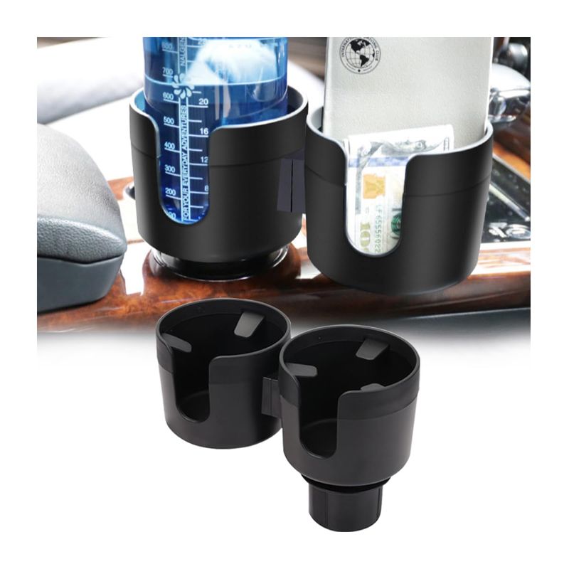 CGEAMDY Double Hole Car Cup Holder, Extendable Base Car Cup Holder, Car ...