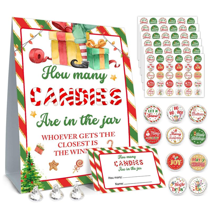 Guess How Many Christmas Kisses Game, How Many Kisses Standing Sign 50 ...
