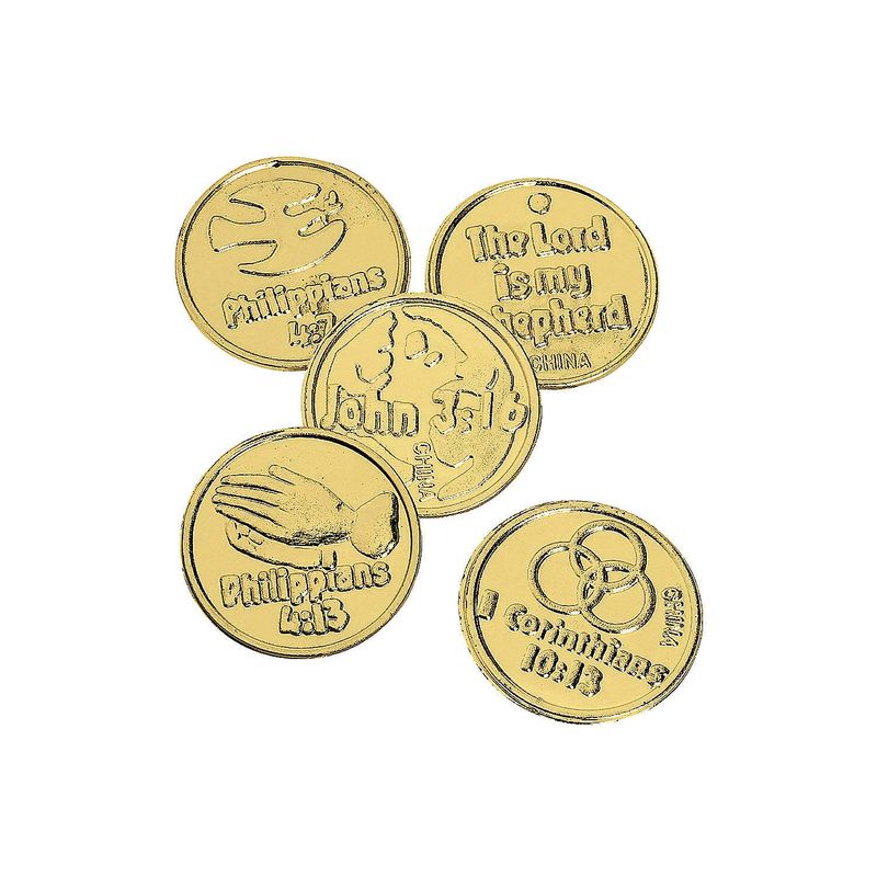 Fun Express Religious Bible Verse Gold Coins - 144 pieces - Sunday ...