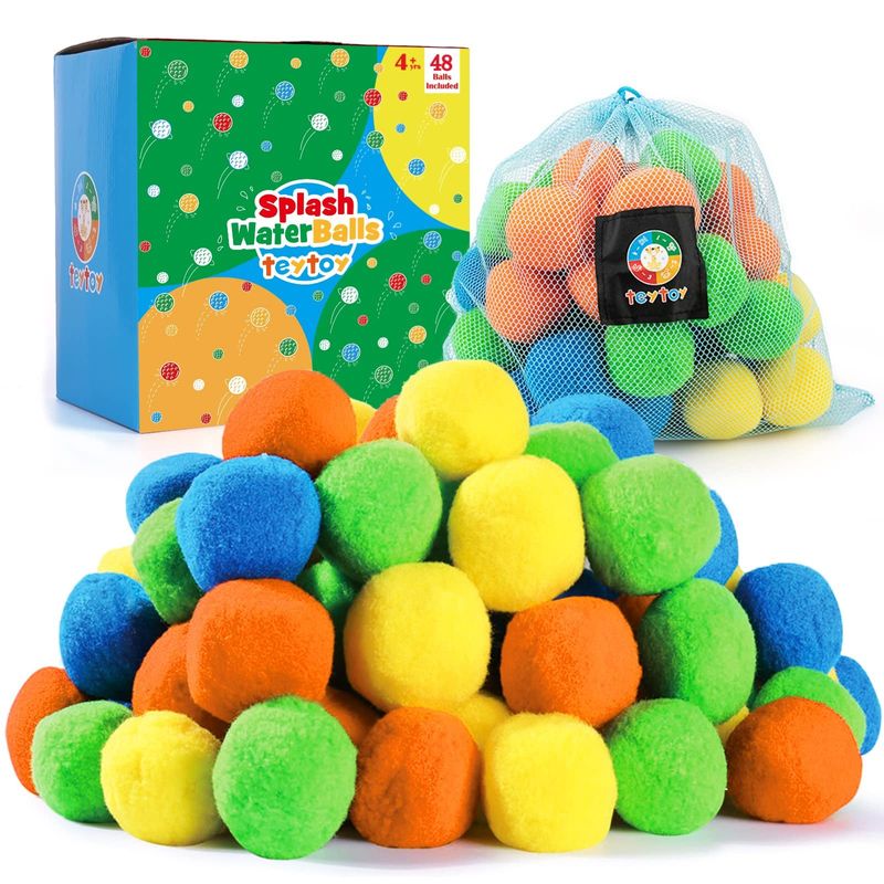 teytoy 48 Reusable Water Balls Toys, Cotton Water Splash Soaker Balls ...
