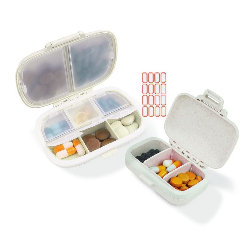 2 Pack Pill Organizer Box - Small Pill Dispenser Home Travel Essentials ...