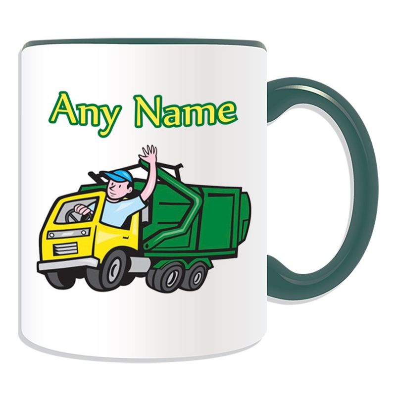 Personalised Gift - Garbage Truck Mug (Transport Design Theme, Colour ...
