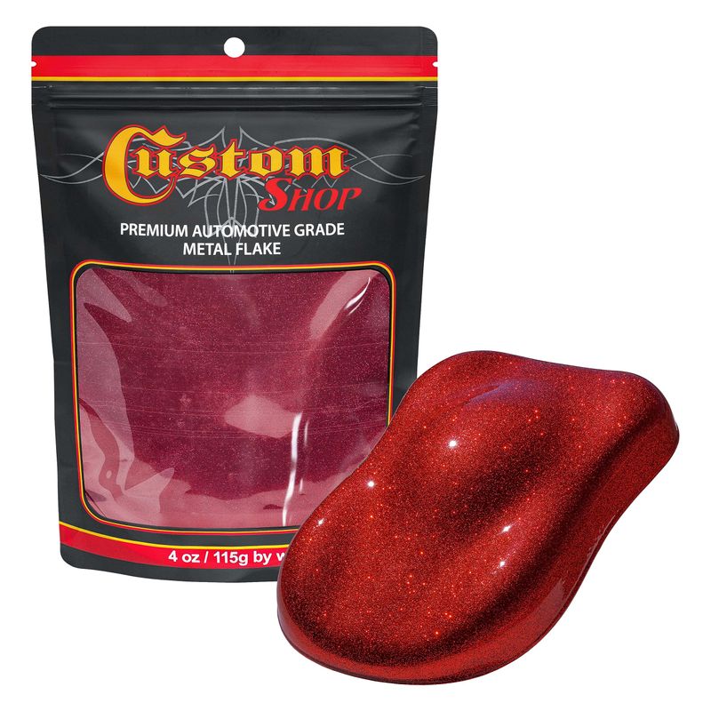Custom Shop Metal Flake for Automotive Paint, Fire Red, 4oz Micro .004 ...