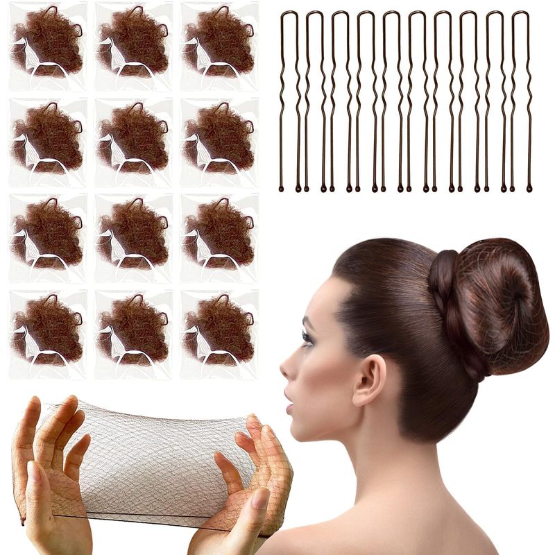 Invisible Hair Nets Set, 30Pcs Invisible Hair Bun Net with Elastic Edge ...