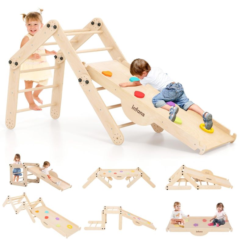 INFANS 12 in 1 Climbing Toys for Toddlers, Upgrade Wooden Montessori ...