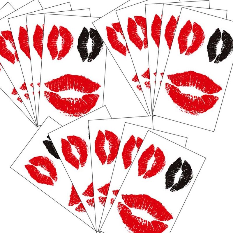 Valentines Temporary Lip Tattoo Lip Print Tattoo Stickers Red Black ...