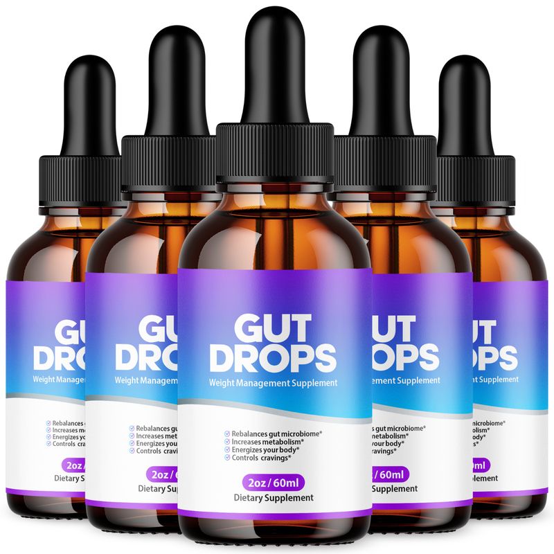 5 Pack - Gut Drops Max Strength Keto Formula Weight Management ...
