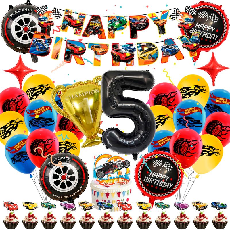 Luclay Fire Wheel Balloons 5 Years Children's Birthday Decoration Girls ...