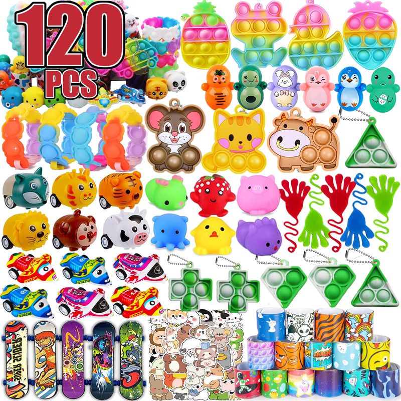 120 PCS Party Favors for Kids, Pop Fidget Treasure Box Toys, Classroom Prizes, Pinata Filler ...