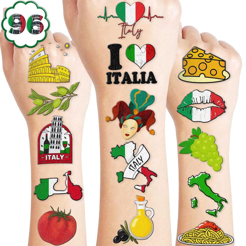 118 PCS Italian Italy Rome Temporary Tattoos Themed Birthday Party ...