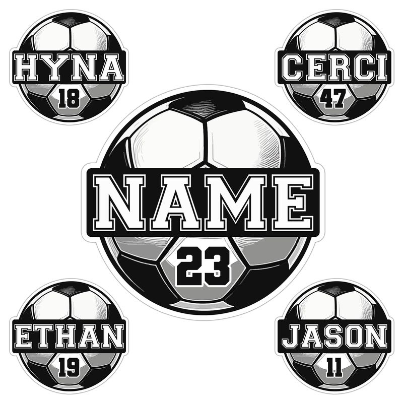 Custom Soccer Sticker, Personalized Name and Number Soccer Ball Decal ...