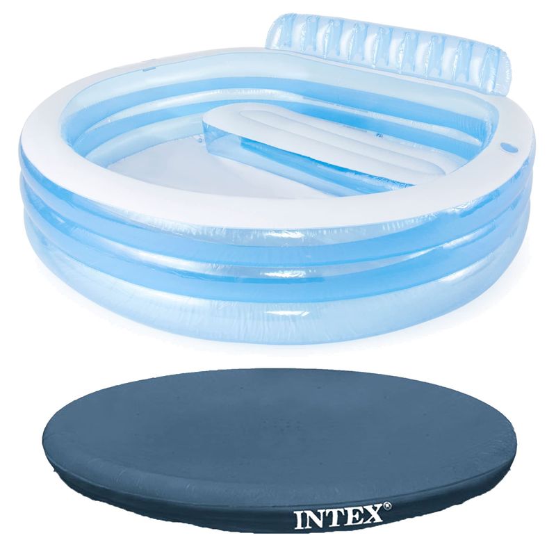 Intex Swim Center Round Inflatable Outdoor Above Ground Swimming Pool ...