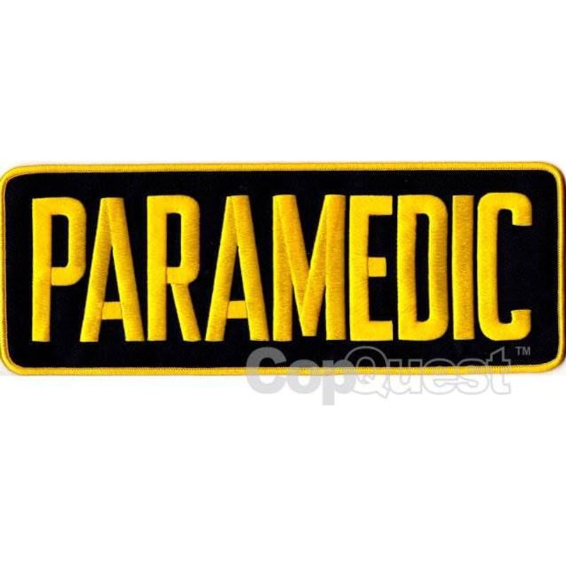 Paramedic Back Patch - 11 x 4 - Medium Gold Lettering - Black Backing ...