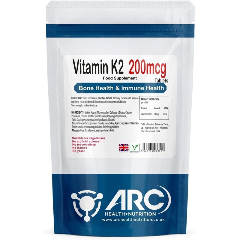 Vitamin K2 MK7 Menaquinone 200mcg 180 Vegan Tablets UK Made Supplement - Online Marketplace ...