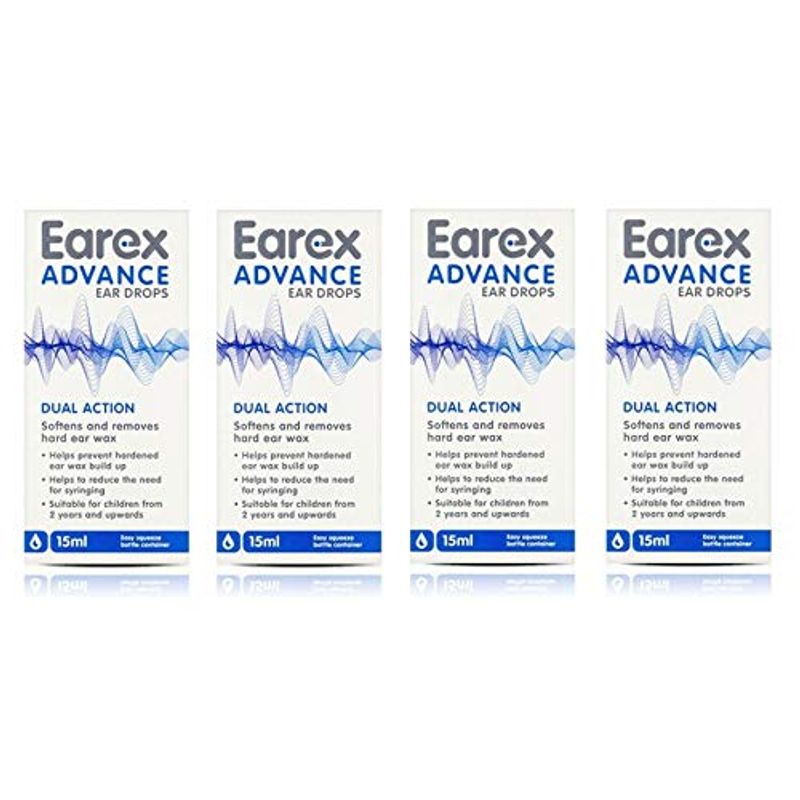 Earex Advance Ear Wax Removal Drops- Dual Action 12ml - 4 Packs ...