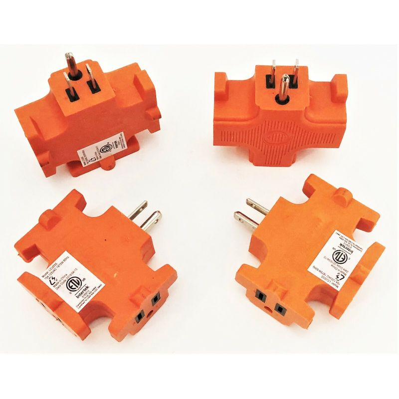 4 INTERTEK 3 THREE WAY TRIPLE POWER OUTLET ADAPTER WALL PLUG CORD 15A ...