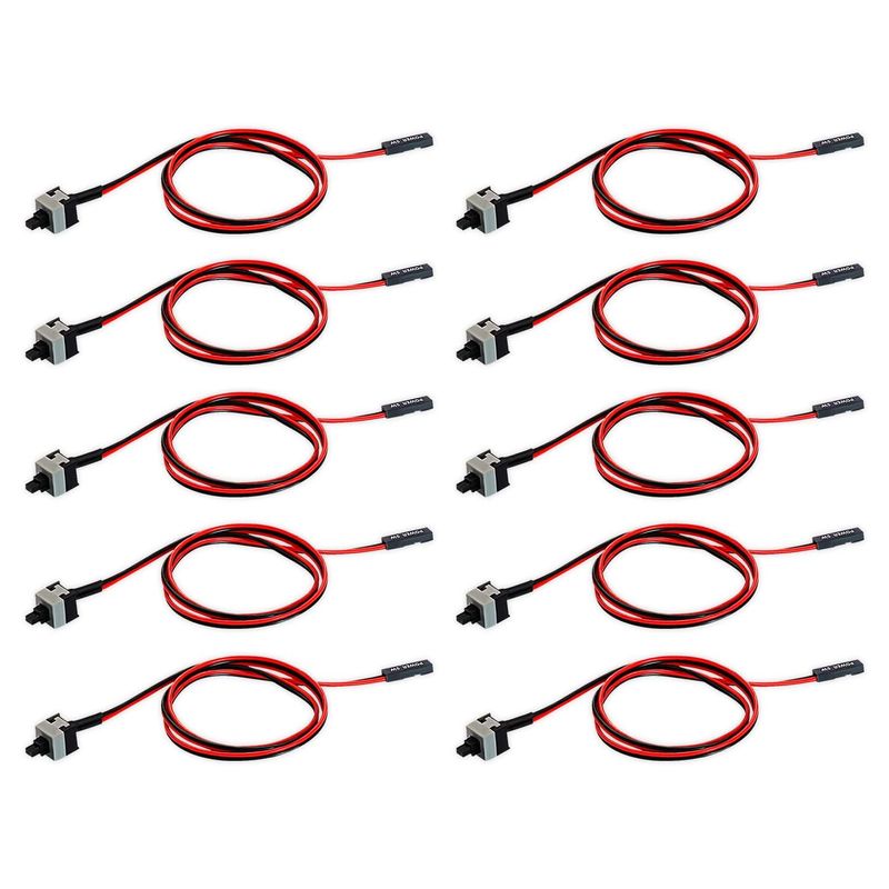 VISSQH 10Pcs 2-Pin PC Host Switch Cable Computer Reboot Power Wire 100cm Computer PC Reset SW ...