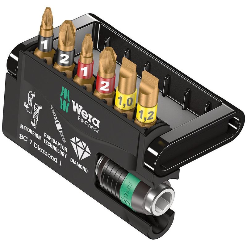 Wera Bit Check 7 Diamond 1 Anti Cam-out BiTorsion Long Life bit set for ...