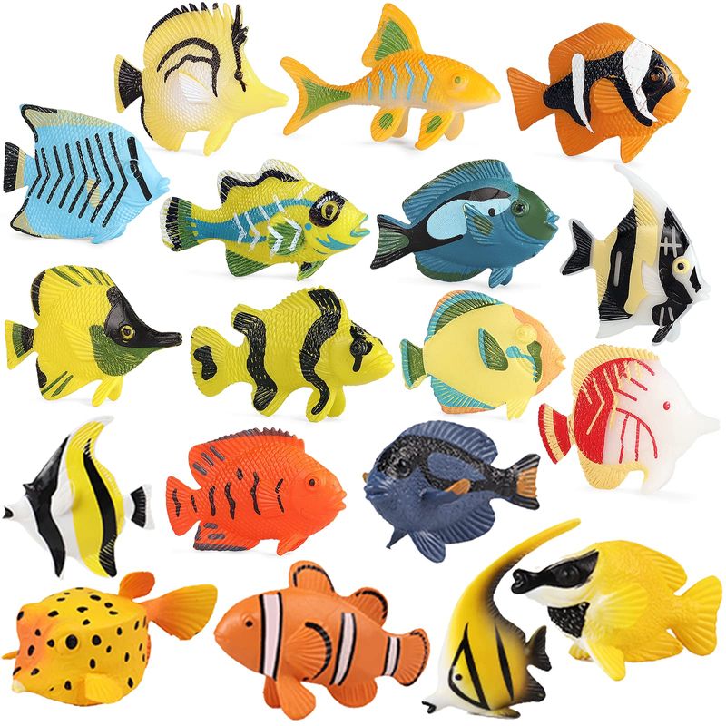 SCAHOW 18PCS Tropical Fish Toys for Kids, Plastic Assorted Miniature ...