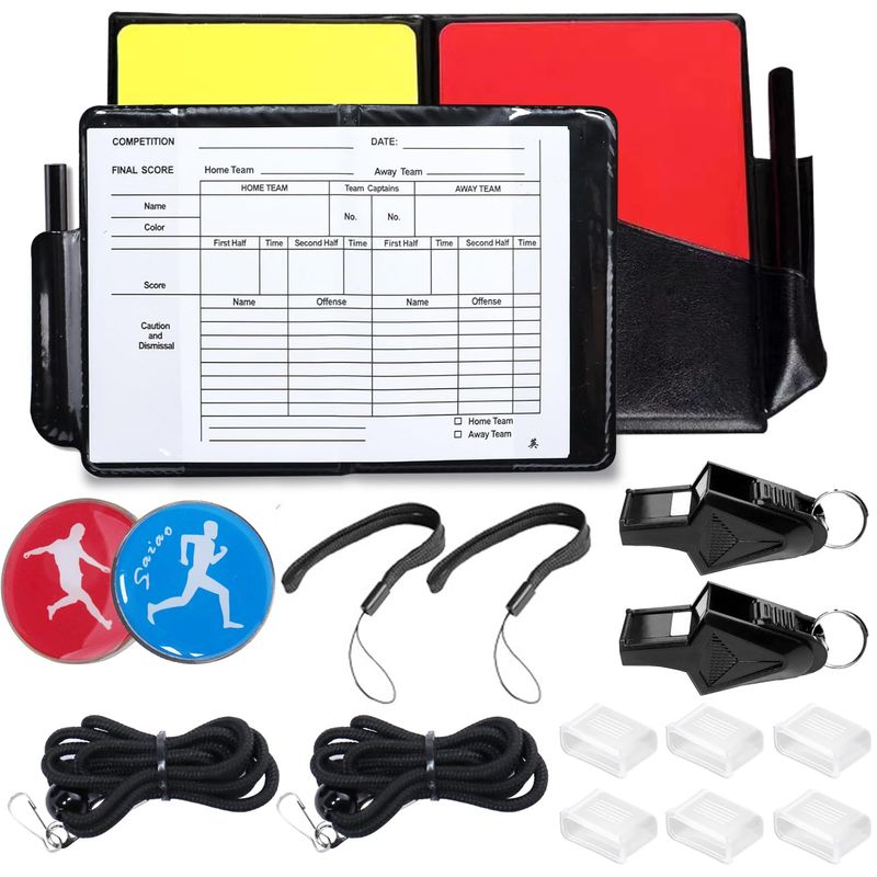 NAMIS Referee Set, Referee Cards Football Set, with Red Card, Yellow Card, Referee Whistle ...