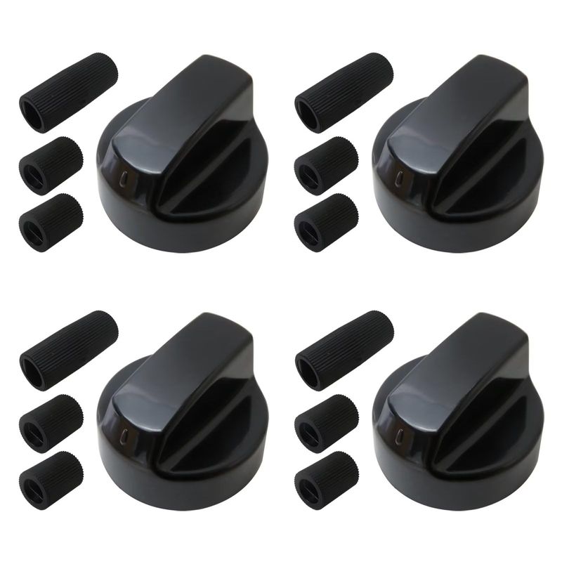 4 Pack Black Universal Control Knobs Replacement with 12 Adapters for ...