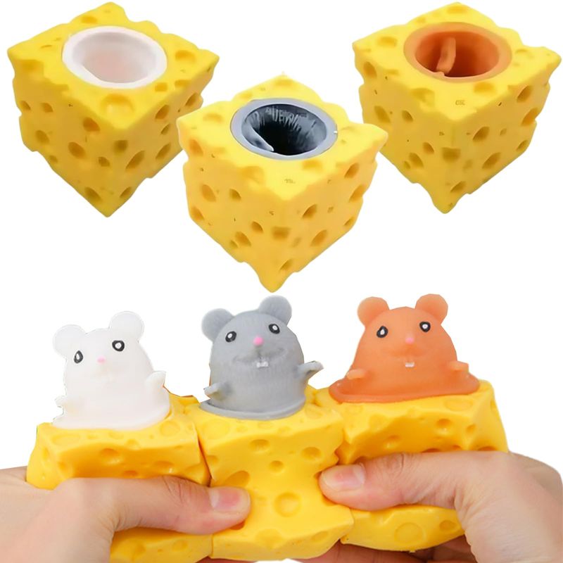 3 Pack Fufu Squishy, Squeeze Cheese Mice Toy, Squish Cheese Mouse Toy ...