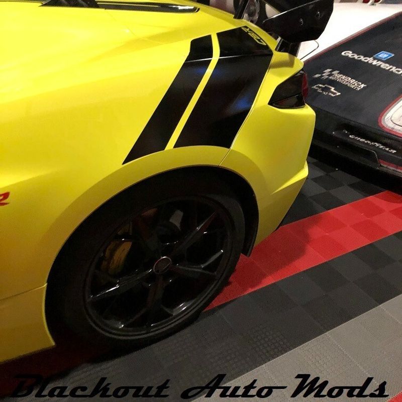 2020-2025 C8 Corvette C8R Rear Fender Vinyl Decals Hash Stripes Gloss ...