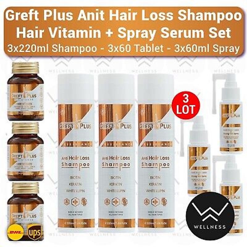 Greft Plus 3 Months Anit Hair Loss Hair Set (Shampoo + Hair Vitamin ...