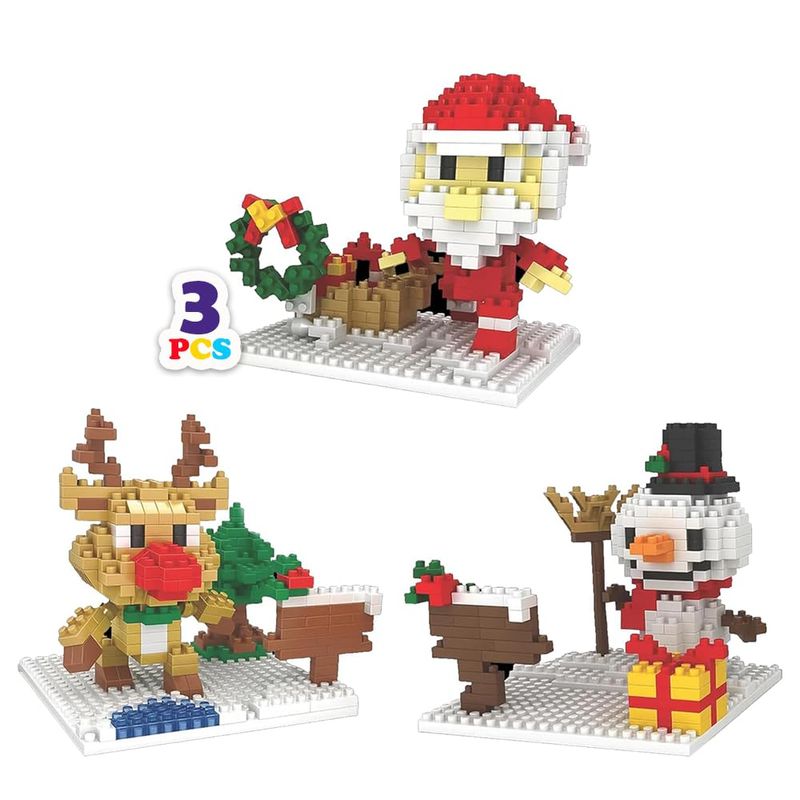 Toysmith Christmas Mini Blocks 3-Pack Bundle – Build Santa, Snowman ...