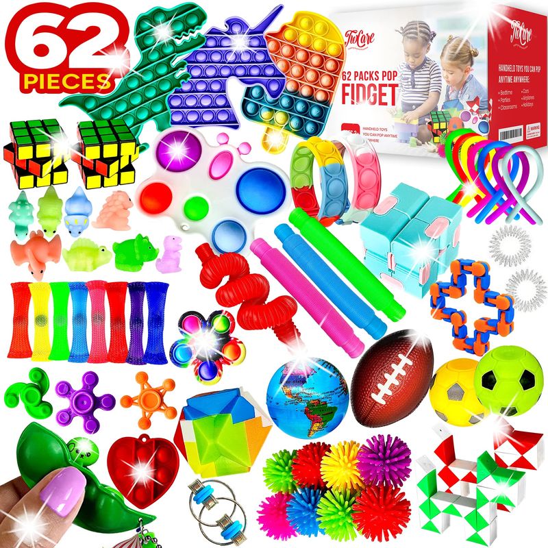 62 Pack Fidget Toys Set, Sensory Party Favors Gifts for Kids Adults ...
