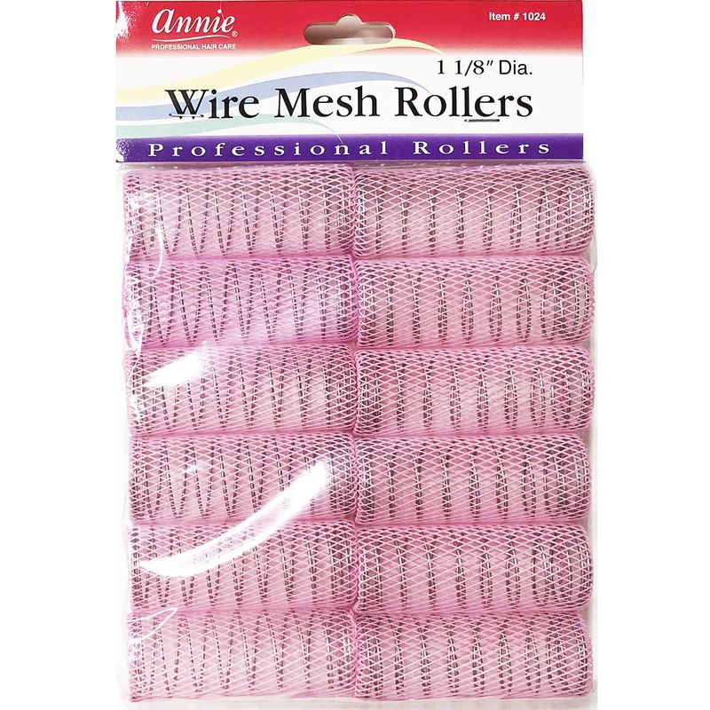 Annie Wire Mesh Rollers #1024, 12 Count Pink Large 1 1/8 Inch (2 Pack ...