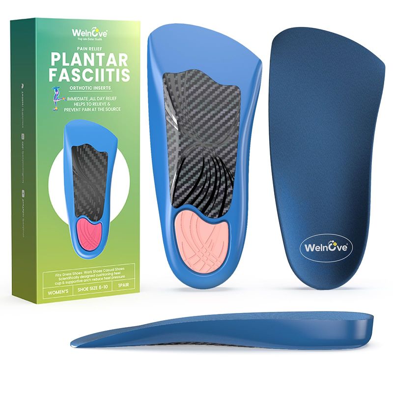 Plantar Fasciitis Heel Insoles Inserts - Welnove 3/4 Arch Support Anti ...