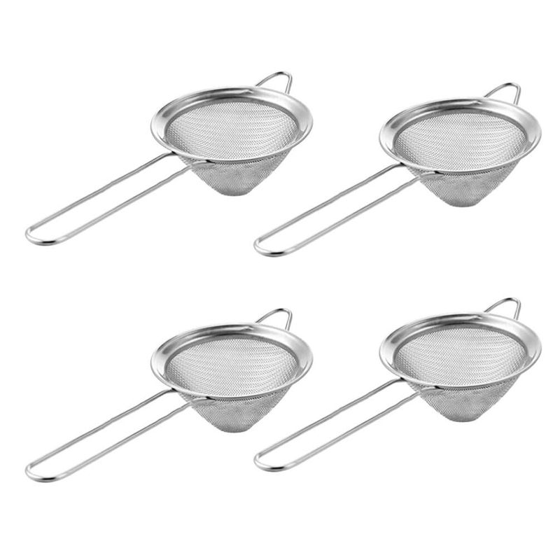 HEMOTON 4pcs Stainless Steel Fine Mesh Sieve Cocktail Strainer Kitchen ...