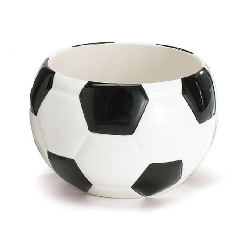 Decorative Ceramic Soccer Ball Planter/Candy Dish, Black & White ...