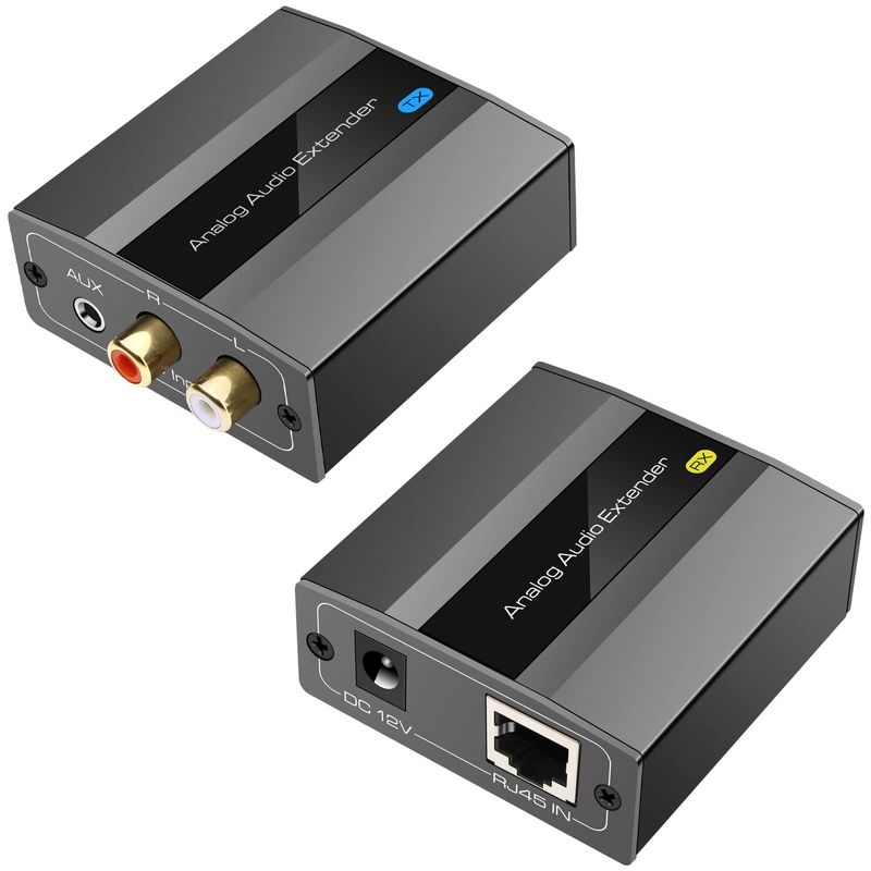 Analog Audio Extender RCA 3.5mm Stereo Over Ethernet Single Cat5e 6 7 ...
