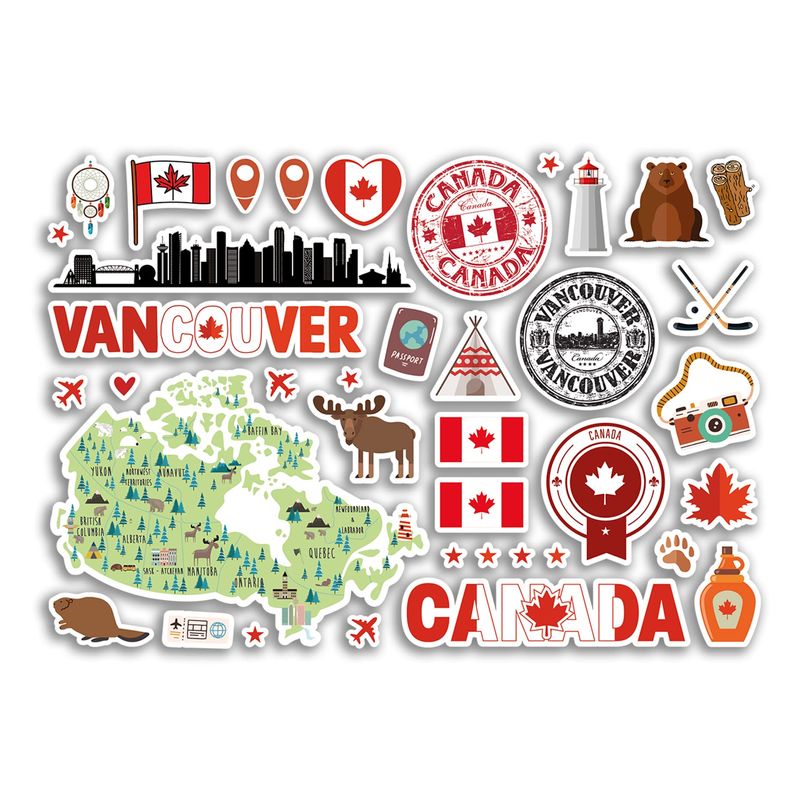 A5 Sticker Sheet Vancouver Landmarks Vinyl Stickers - Canada Canadian ...