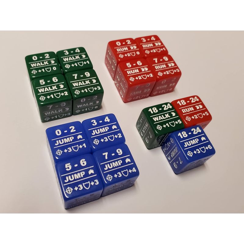 15x Battletech Movement Dice / Color Coded Walk Run Jump Movement ...