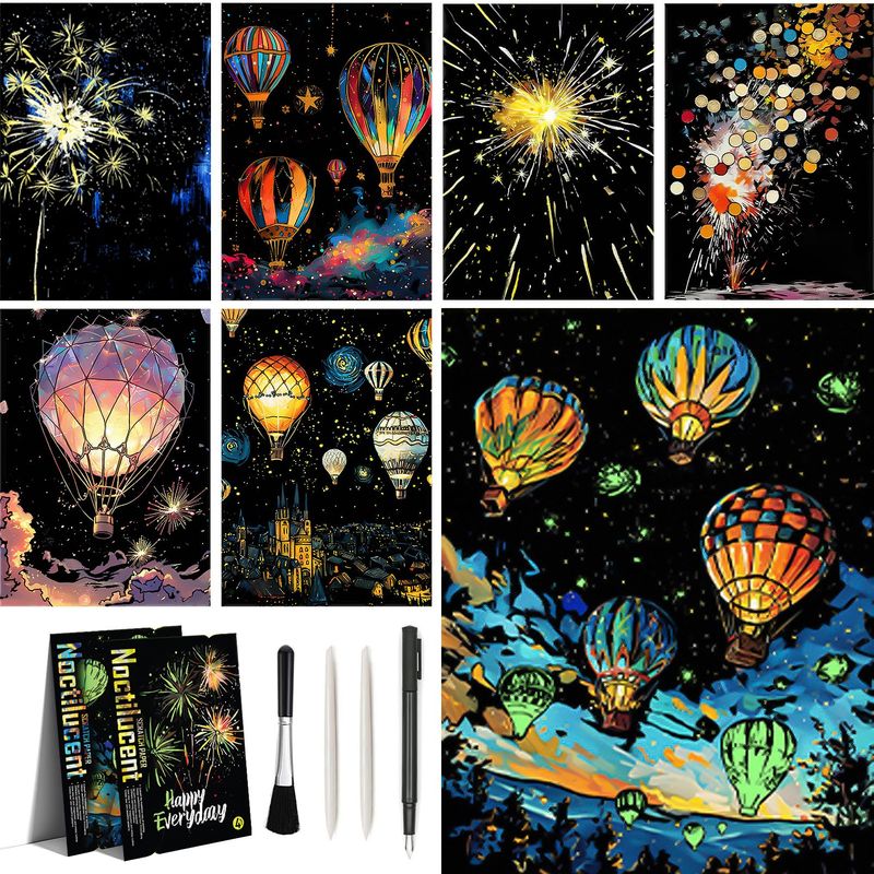 Glow in The Dark Scratch Art for Kids & Adults, Magic Rainbow Engraving ...