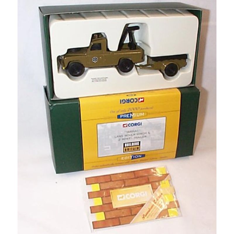 Corgi premium collection tarmac land rover winch & 2 wheel trailer 1.43 ...