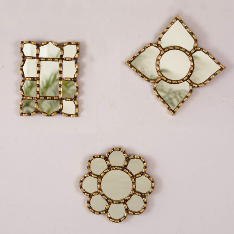 Peruvian Small Gold Mirror set of 3 for Wall decor - Accent gold wall ...