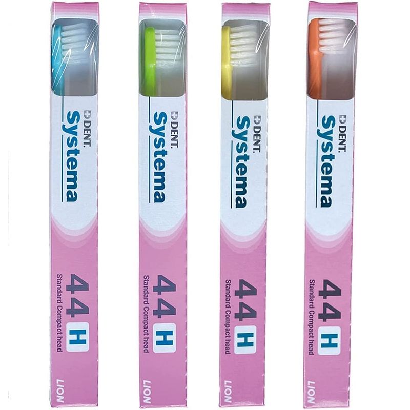 Lion DENT.EX Systema 44H (Pastel Color) Dental Dedicated Toothbrush, 4 Pieces (Color Not ...
