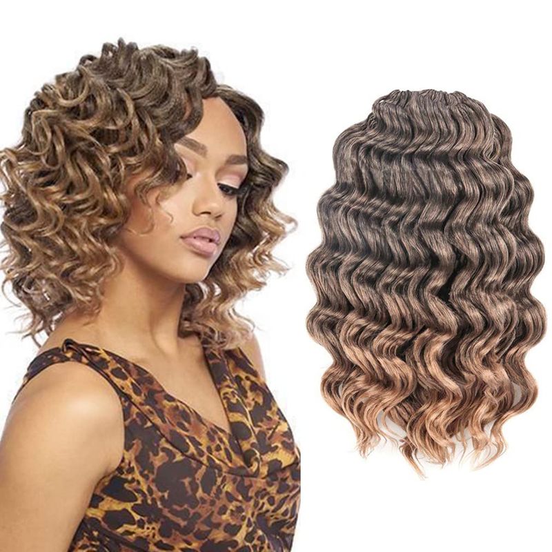 Ocean Wave Crochet Hair 7 Packs 9 Inch Ombre Brown Deep Wave Curly ...