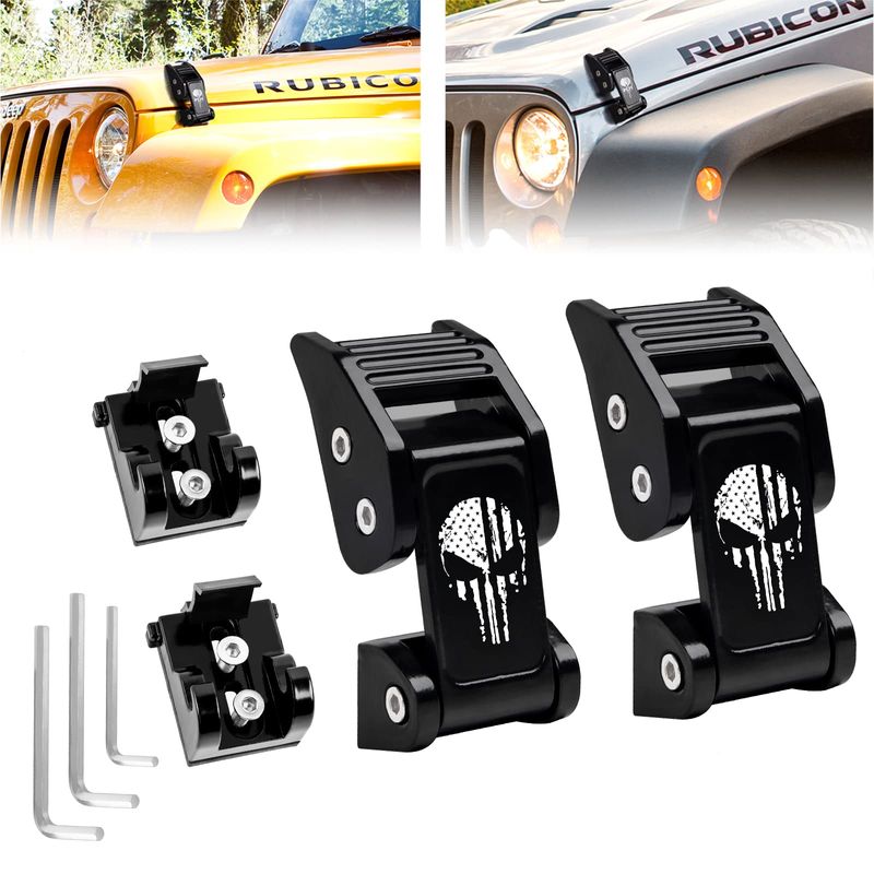 Buling Aluminum Hood Latches Catch Kit Accessories Compatible with Jeep ...